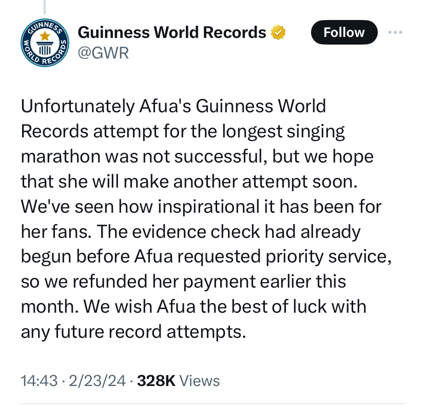Guinness World Record confirms Afua Asantewaa Singathon attempt was not ...